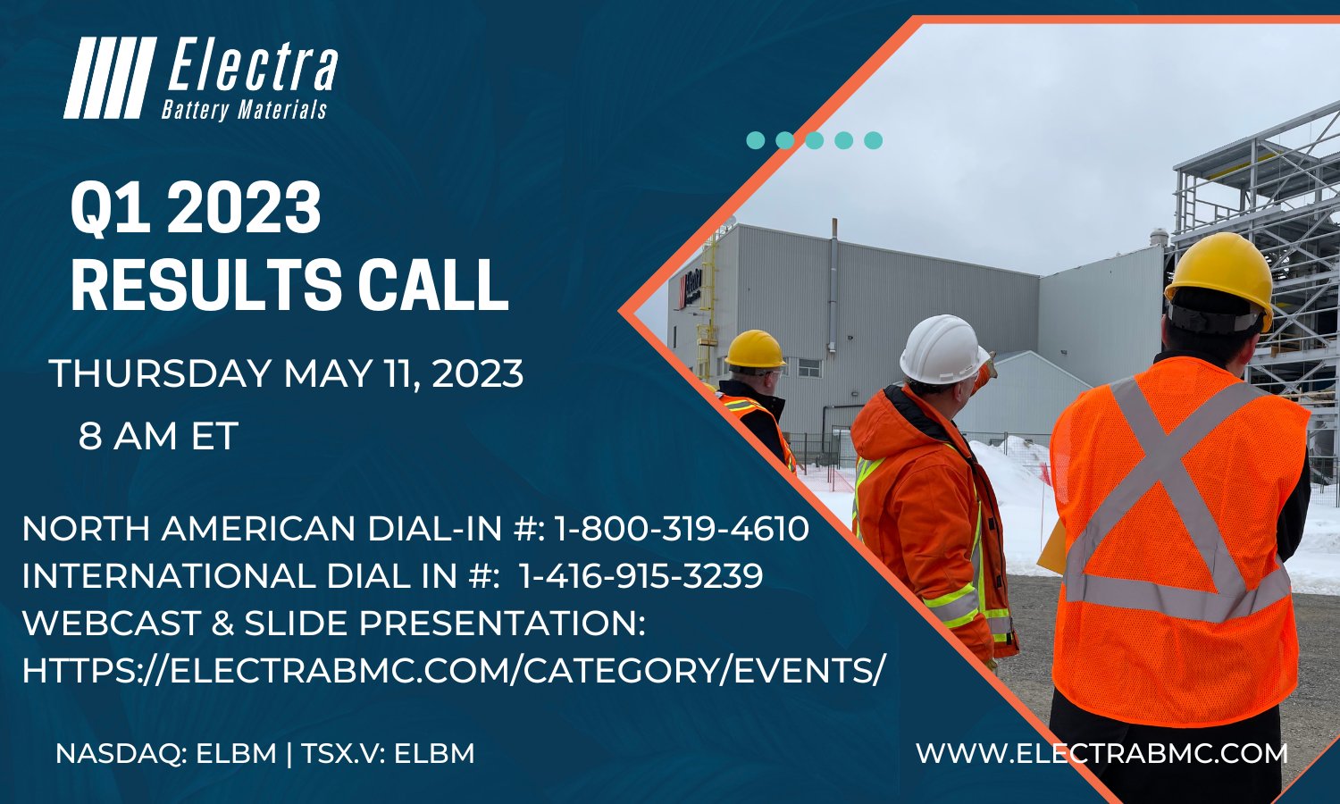 Electra Battery Materials Corporation on Twitter: "Electra will host a ...