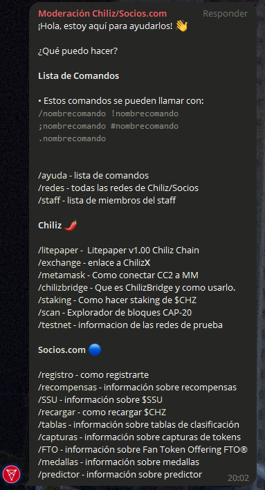 Chiliz Argentina🇦🇷 $CHZ on Twitter: "¡Nuestro bot de Telegram fue actualizado! Ahora incluye ...
