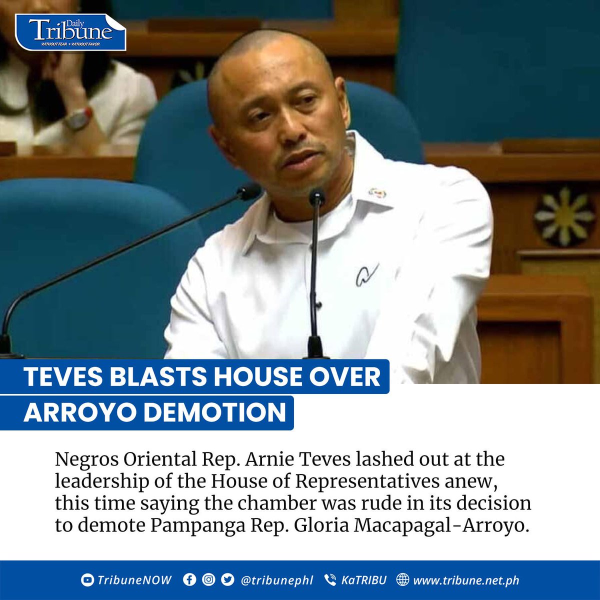 Daily Tribune on Twitter: "Teves, who has been tagged by authorities for alleged involvement in ...