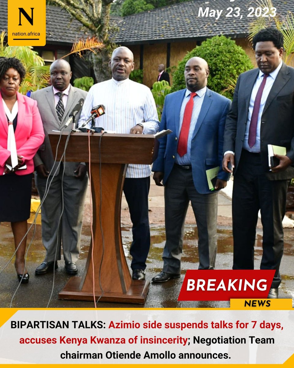 Nation Africa on Twitter: "BIPARTISAN TALKS: Azimio side suspends talks for 7 days, accuses ...