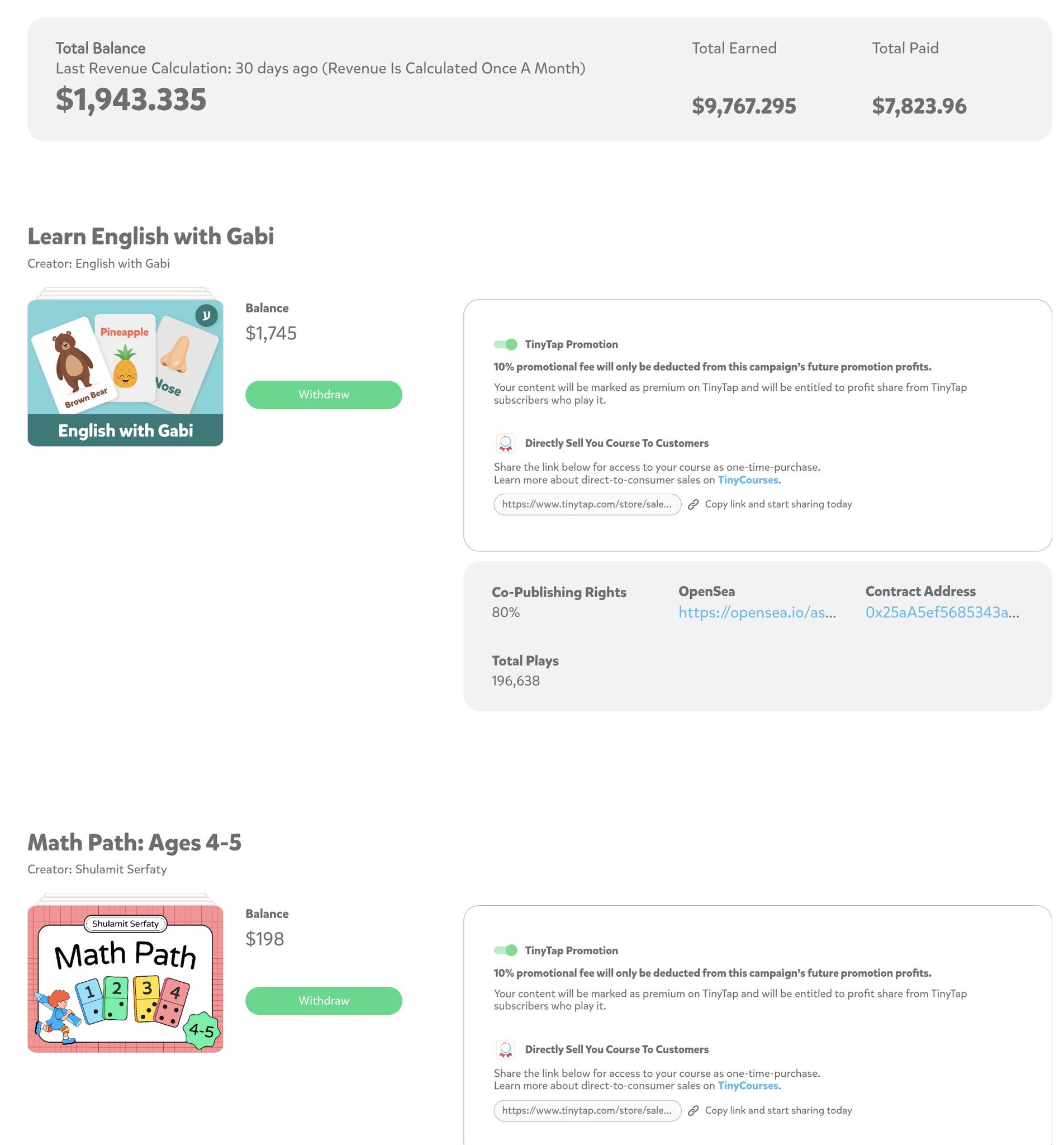Misa Matsuzaki on Twitter: "#Tinytap publisher NFT earned me $9,767 in 5 months🎉 Users paid real ...