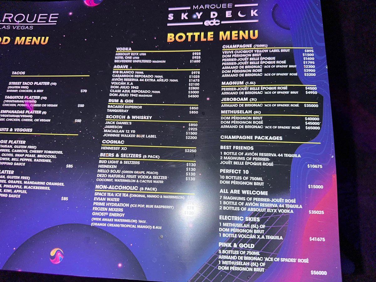 edmtrain on Twitter: "If you wanna know how much bottles cost on the EDC sky deck here you go ...