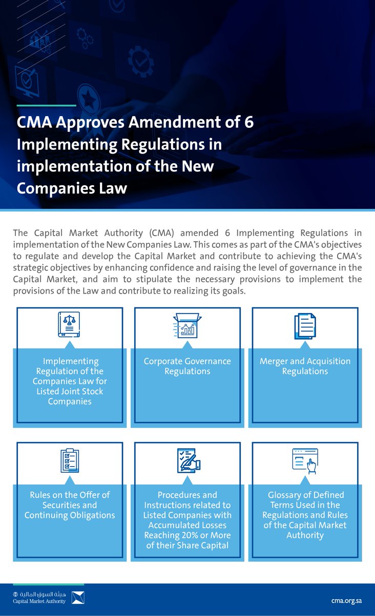 Capital Market Authority on Twitter: "The CMA amended 6 Implementing Regulations in ...