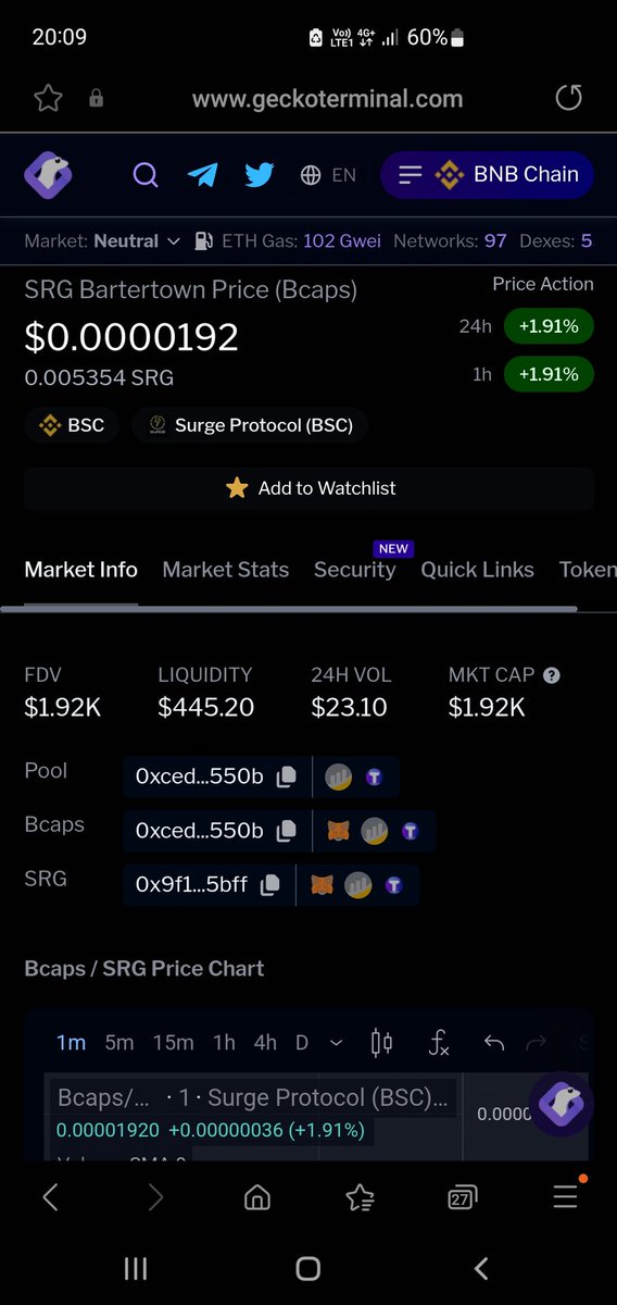 BartertownSRG on Twitter: "$BCAPS has joined the #SRG pool on @GeckoTerminal with live charting ...
