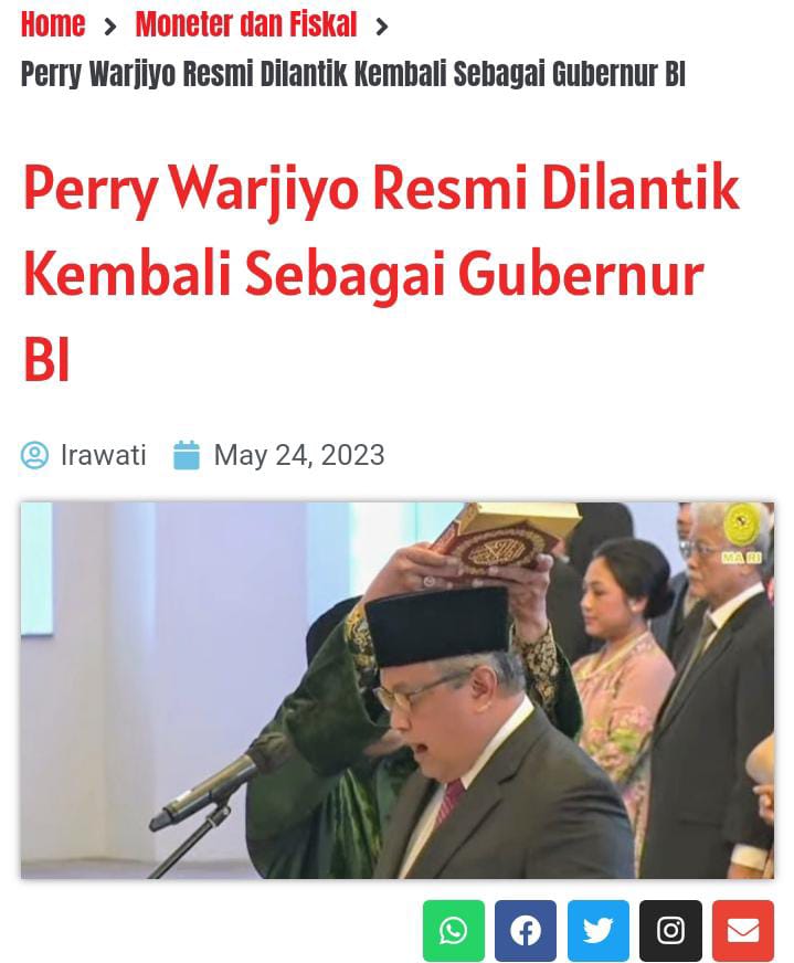 Infobank on Twitter: "Mahkamah Agung (MA) Republik Indonesia secara resmi melantik Perry Warjiyo ...