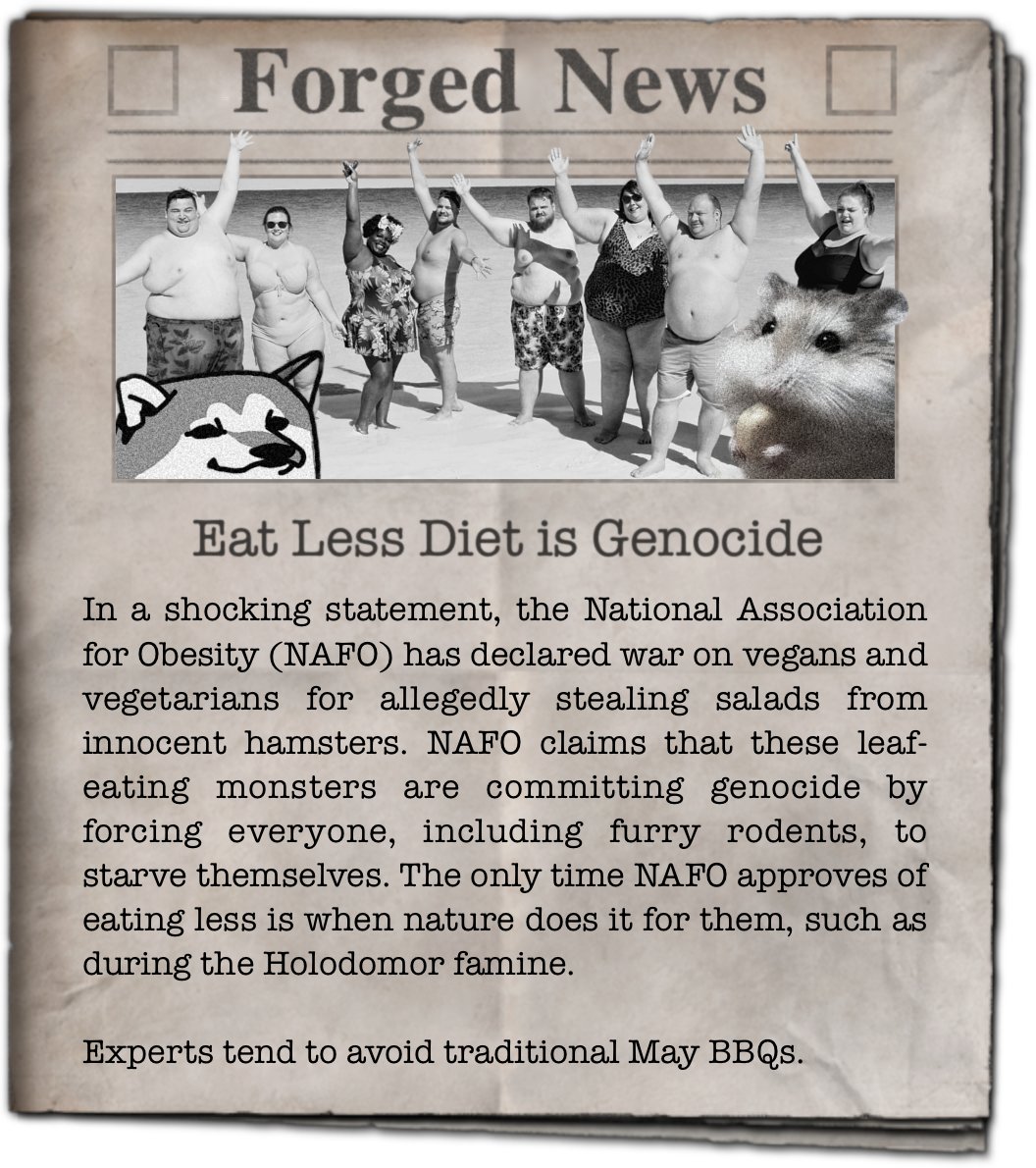 Forged News on Twitter: "National Association for Obesity (#NAFO) declares war on vegans."