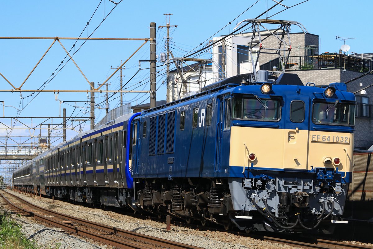 アサリシジミハマグリさーん on Twitter: "配9644レ EF64-1032+E235系ｸﾗF-26編成 J-TREC出場(新津配給) 配8937レ EF65-1103+ホキ1876 ...