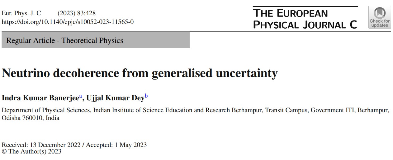 IISER Berhampur on Twitter: ""Many congratulations to Dr. Ujjal Kumar Dey and his student Mr ...