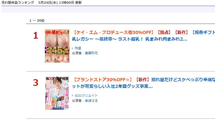 SODクリエイト_info【SODGROUP】@作品情報配信 on Twitter: "【‼️ランキング情報‼️】 ⚠️2日連続1位獲得 ⚠️動画 売れ筋 1位(05/24) 初めて尽くし3 ...