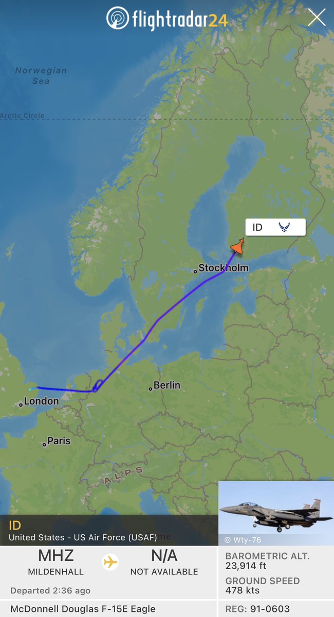 Hans Kristensen on Twitter: "US F-15E from RAF Lakenheath over Finland. Likely part of ...