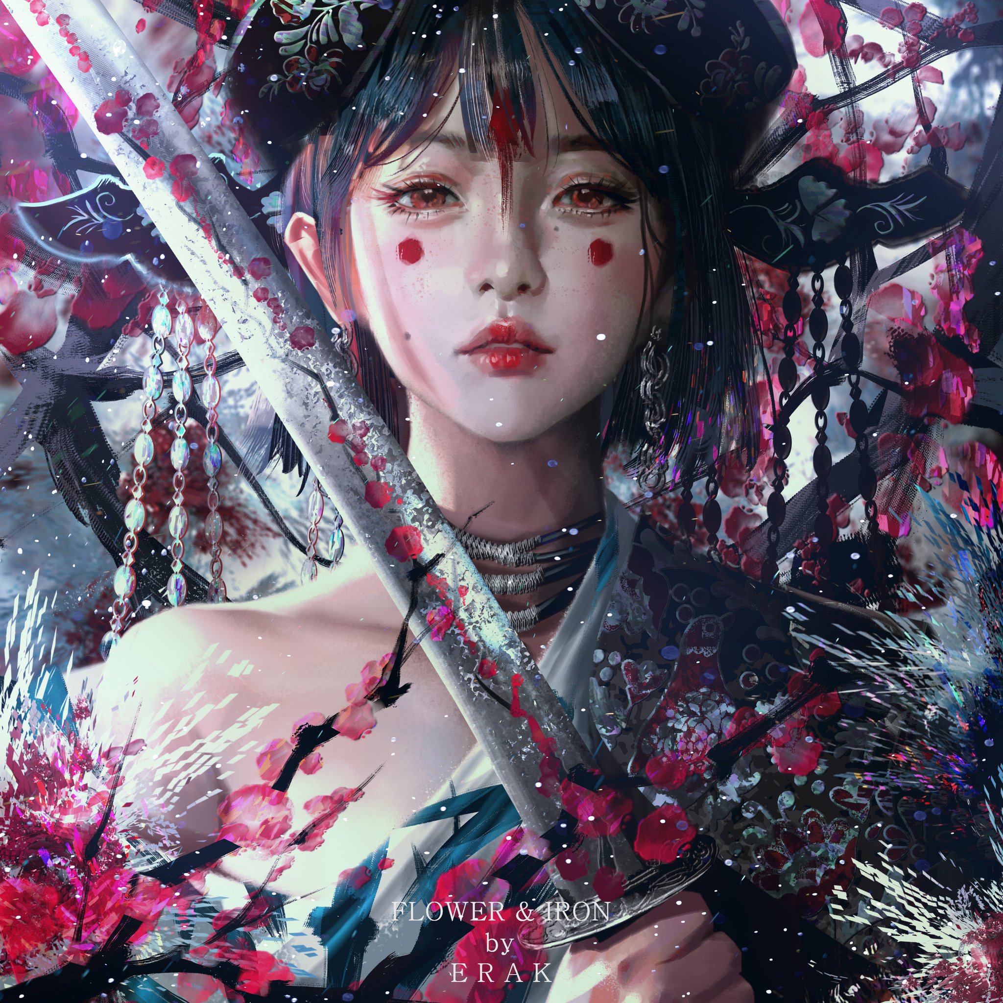 Erak note on Twitter: "Flower and Iron - Oriental mirage 2023 series. Restart series painting🌸 ...