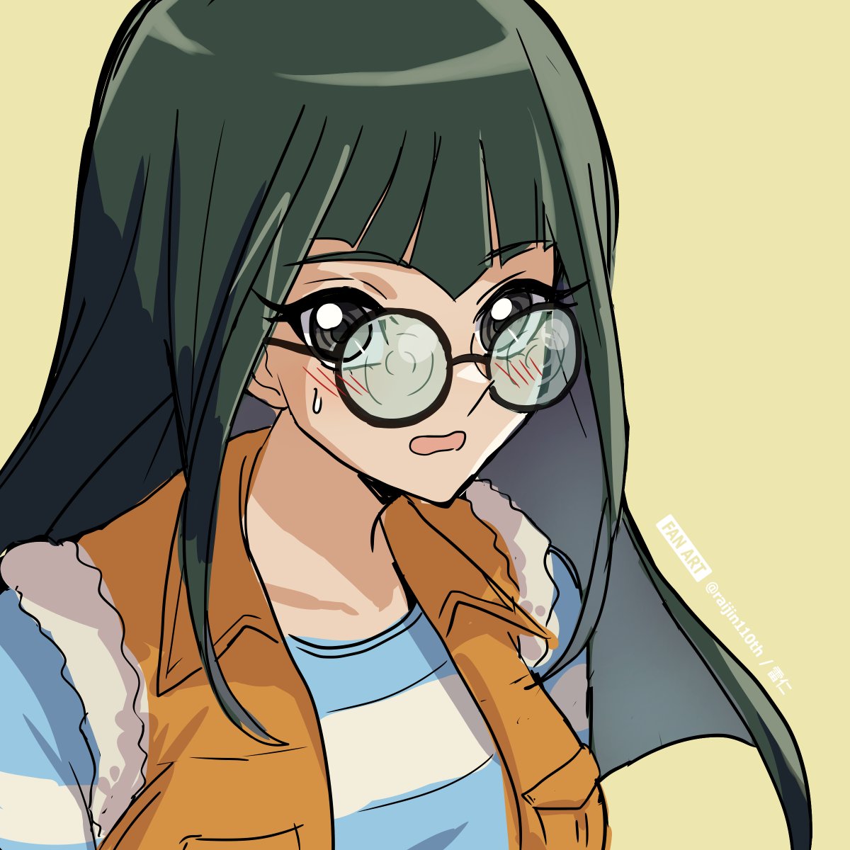カーリー渚のタグが付いたイラスト。