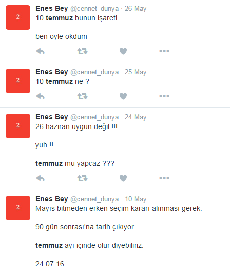 Ali Yavuz Selim on Twitter: "Mart ve Mayıs aylarıyla, darbe gününde attığı twitlerin bazıları da ...