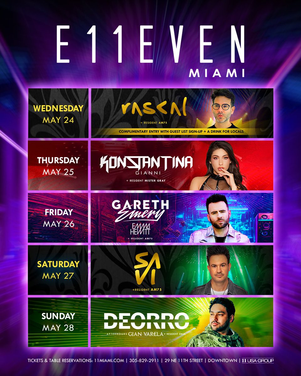 E11EVEN MIAMI on Twitter: "#MDW at #E11EVEN is looking like 🌤️⛱️ Wed 5/24 @djrascal Thu 5/25 ...