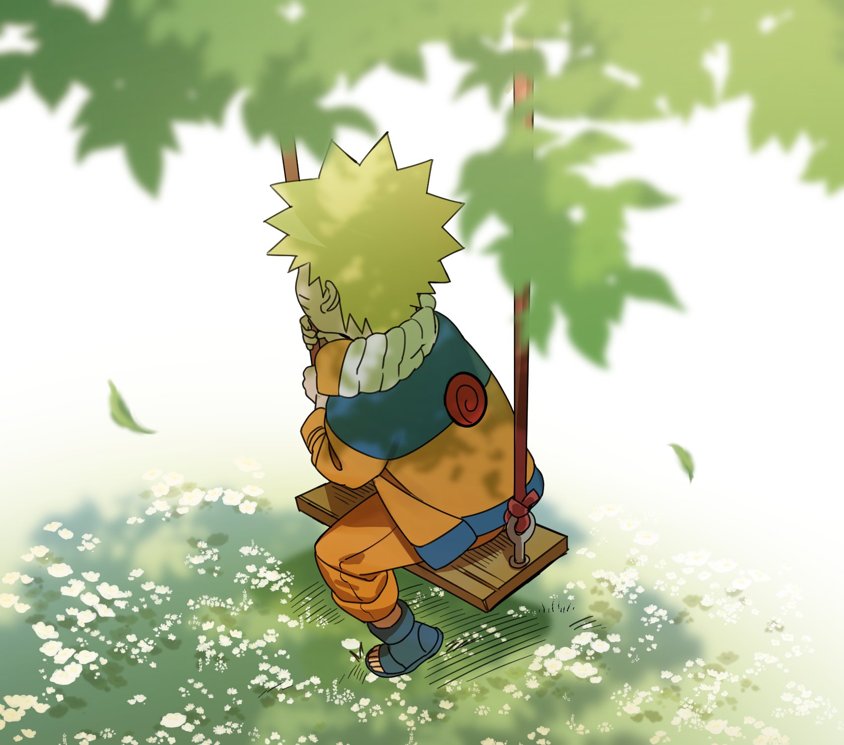 Naruto Sitting On Swing By Himself