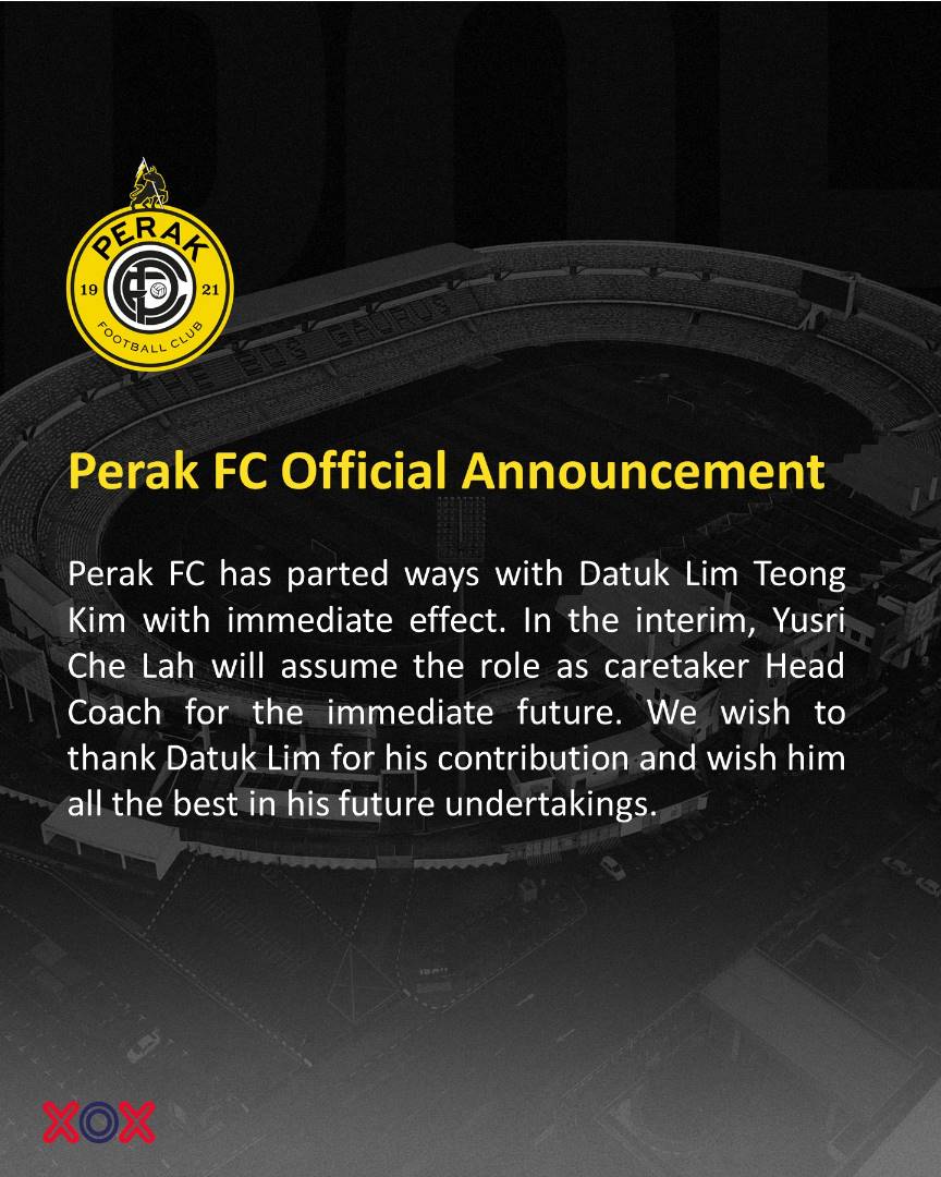 Perak Football Club on Twitter: "Perak FC berpisah dengan Datuk Lim Teong Kim --- Perak FC part ...
