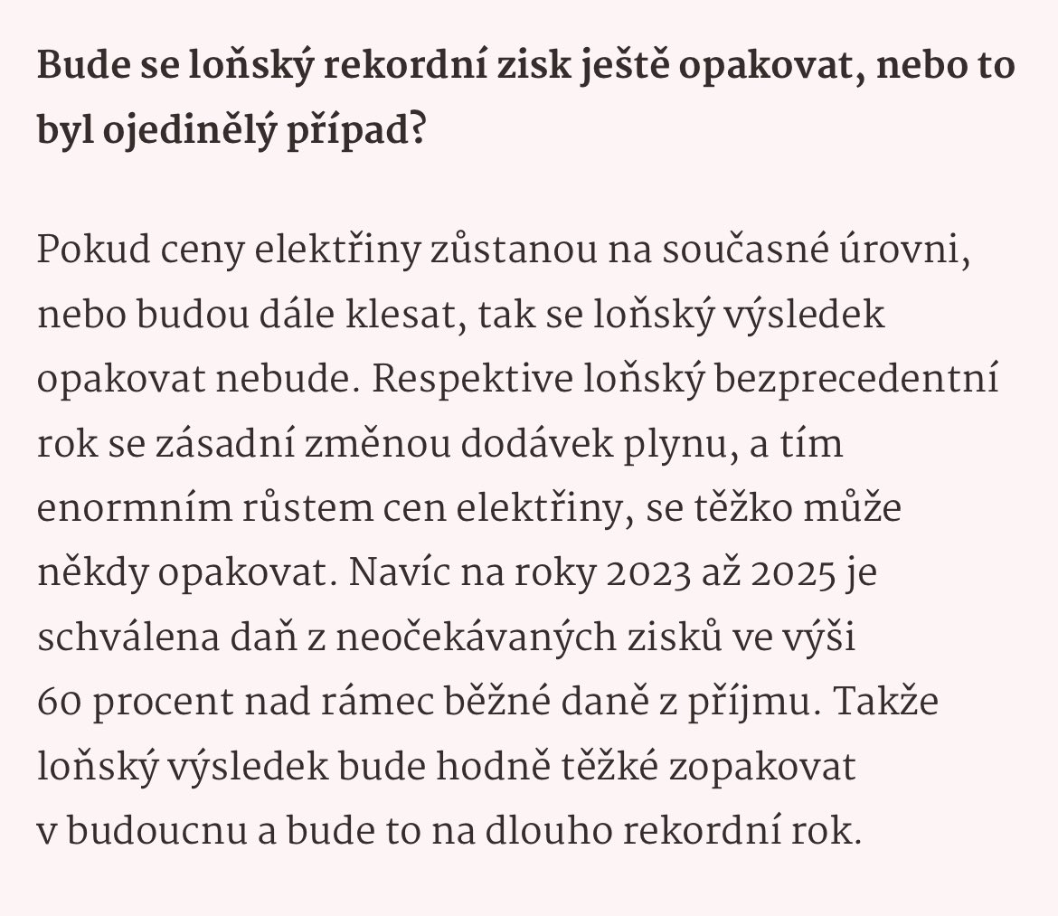 Michal Šnobr on Twitter: "Nechutné od CFO @SkupinaCEZ. Prům. prodejní cena elektřiny ve 2022 ...