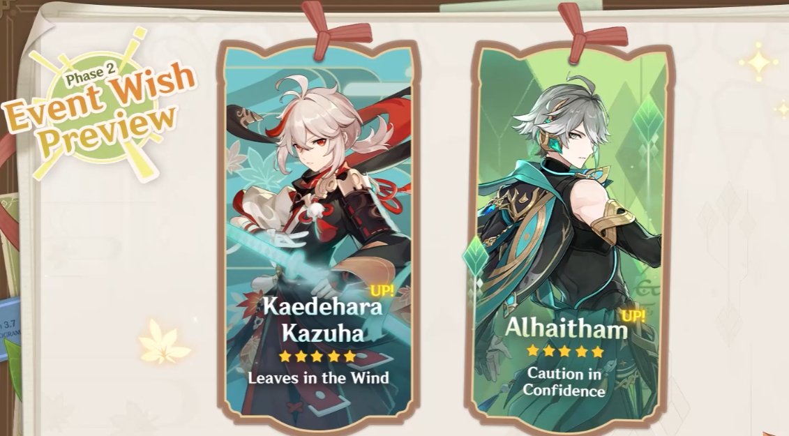 Genshin Mains_Your Guide to Teyvat on Twitter: "3.7 second half banners - #Kazuha #Alhaitham #原神 ...