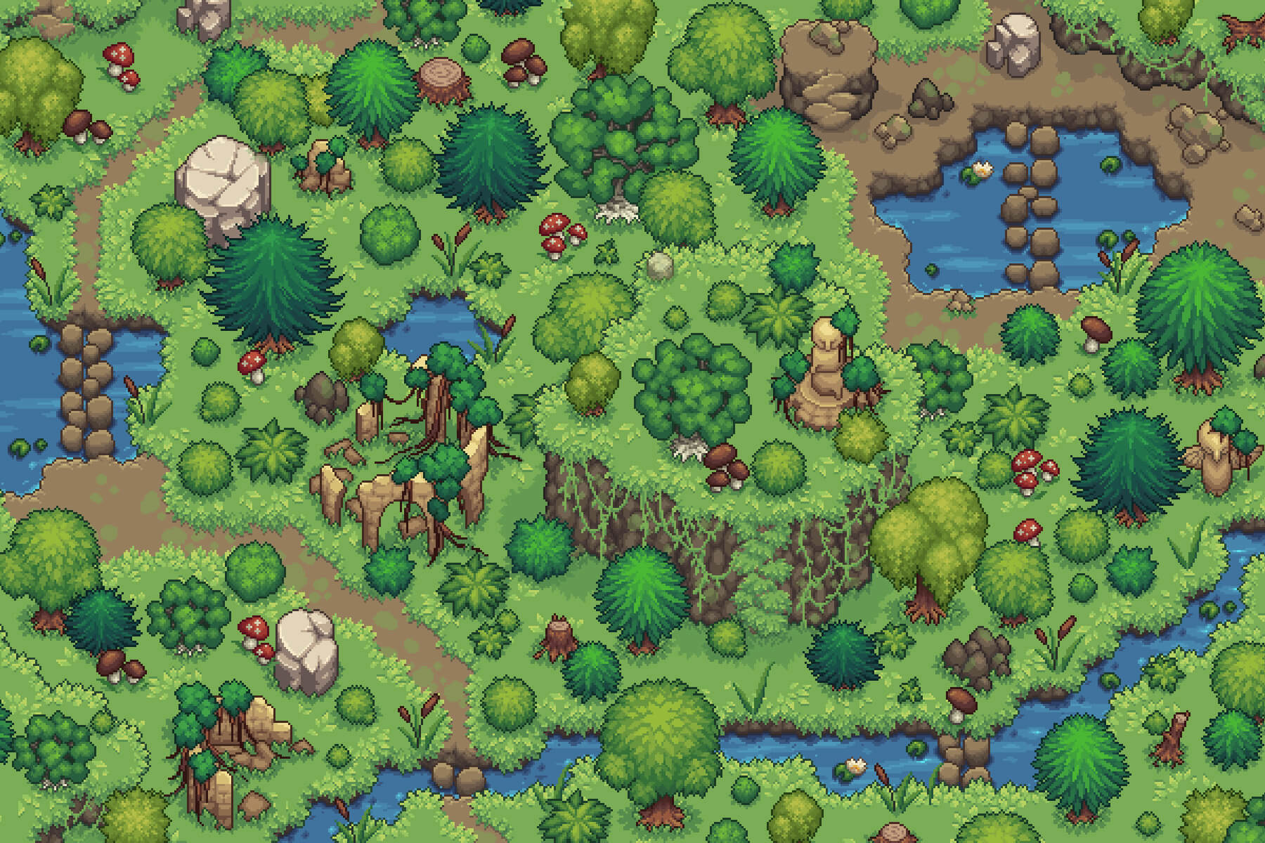 2D Game Assets on Twitter: "Forest Top-Down Tileset Pixel Art. Exclusive asset! #2dgameart # ...