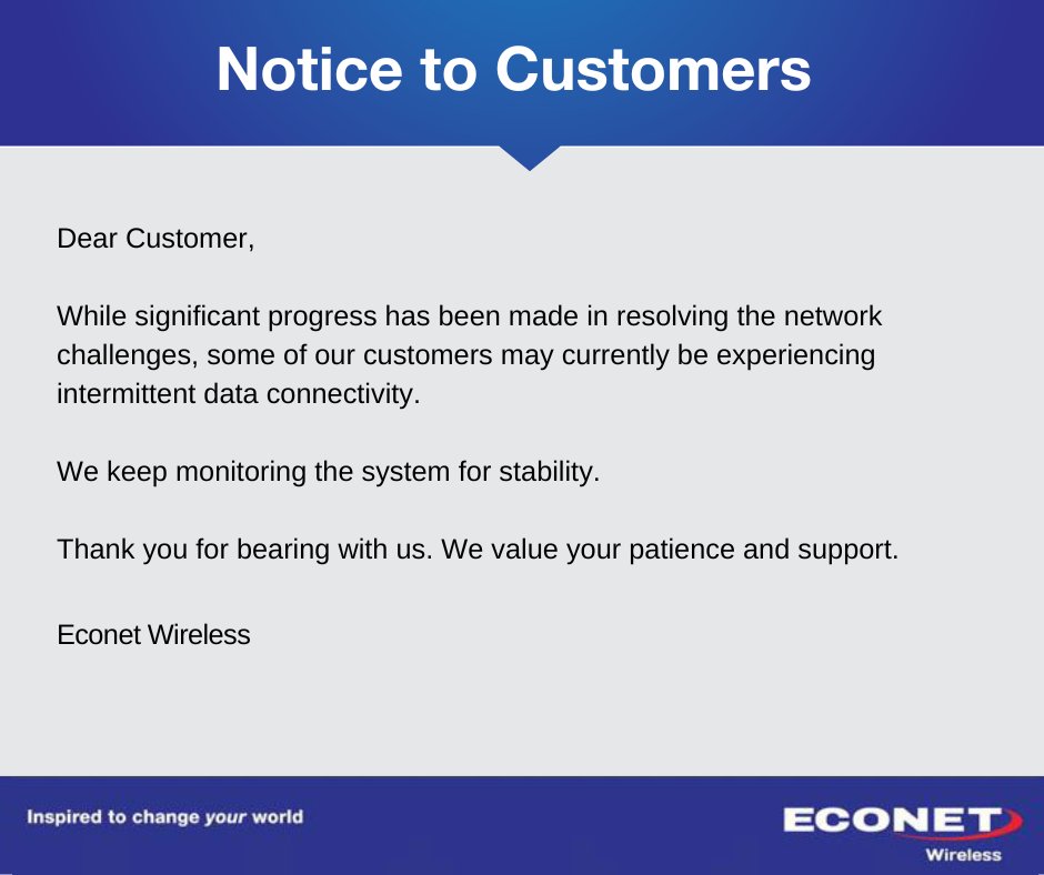 Econet Wireless On Twitter Notice To Our Customers