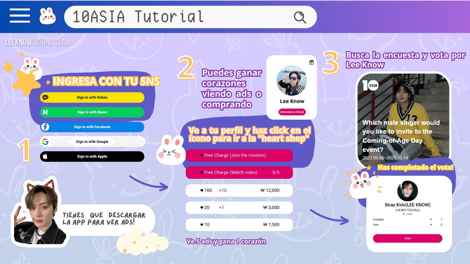 Lee Know Voting Team on Twitter: "— TUTORIAL 10ASIA (Español) Descarga la app para mirar ...