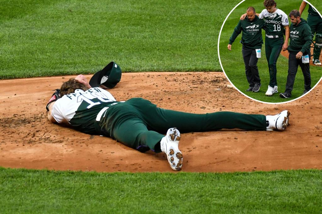 New York Post on Twitter: "Rockies pitcher drilled in head by line drive but able to walk off ...