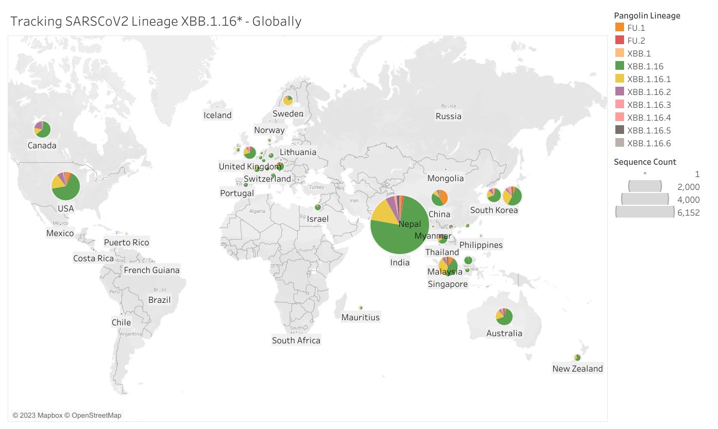 Raj Rajnarayanan on Twitter: "Mapping #SARSCoV2 lineage XBB.1.16* (#Arcturus) over time ...