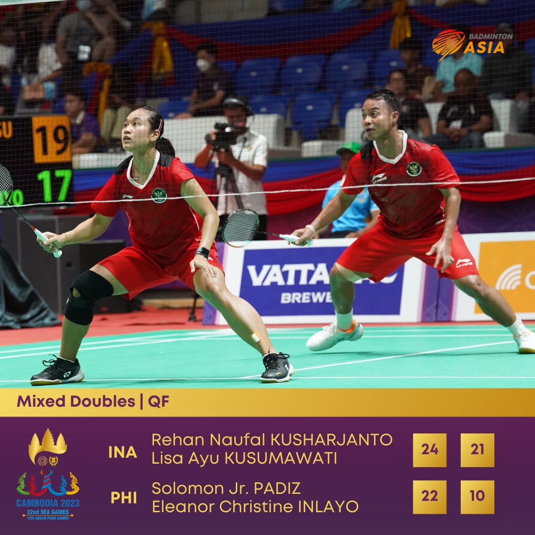 Badminton Asia on Twitter: "SEA Games 2023 Score Update Quarterfinals: Mixed Doubles Rehan ...