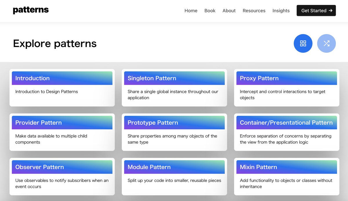 はらしぃ on Twitter: "RT @MacopeninSUTABA: Webアプリのフロント設計が網羅的に解説されている「patterns」。デザインパターンやコンポーネント設計など ...