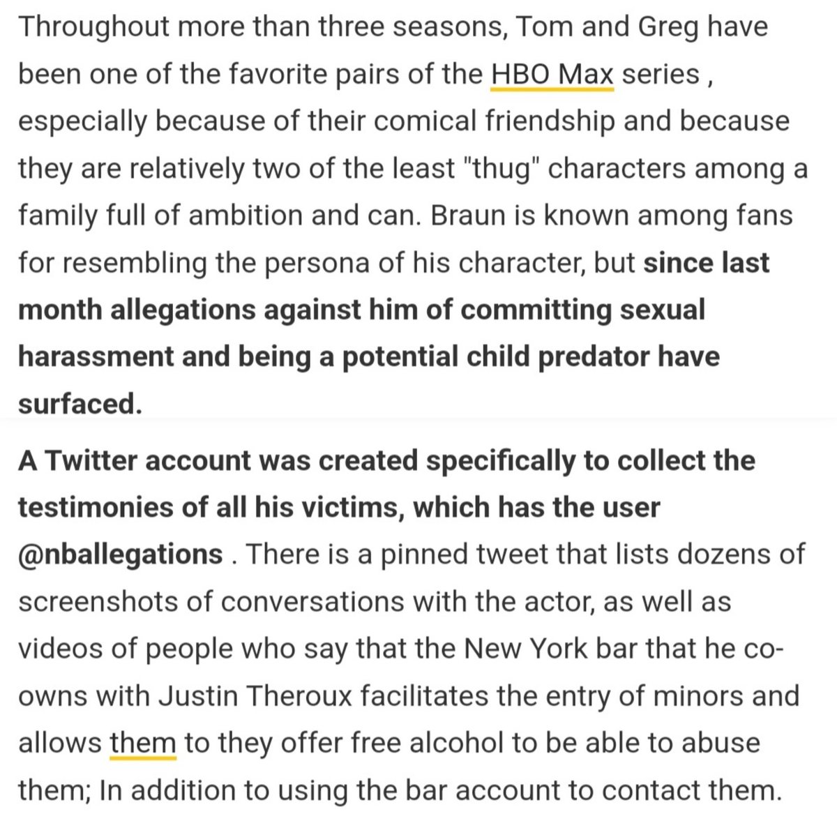 nicholas braun allegations on Twitter: nicholas braun allegations on Twitter: