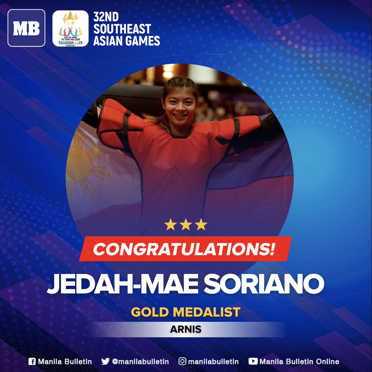 Manila Bulletin News on Twitter: "45TH GOLD FOR THE PHILIPPINES! 🥇🇵🇭 Thanks to Jedah-Mae Soriano ...