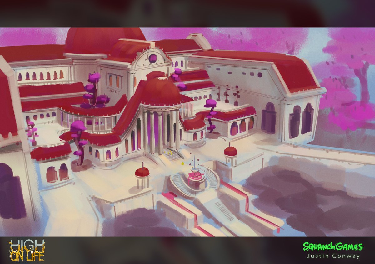 「Exploring these alien mansions on Zephyr」|Justin Conway Artのイラスト