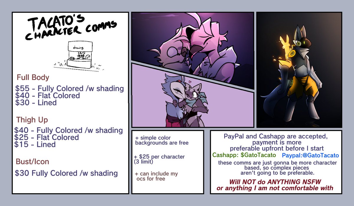 Tacato (COMMS OPEN 8/8) on Twitter: "My commissions are officially open! I'm going to open up ...