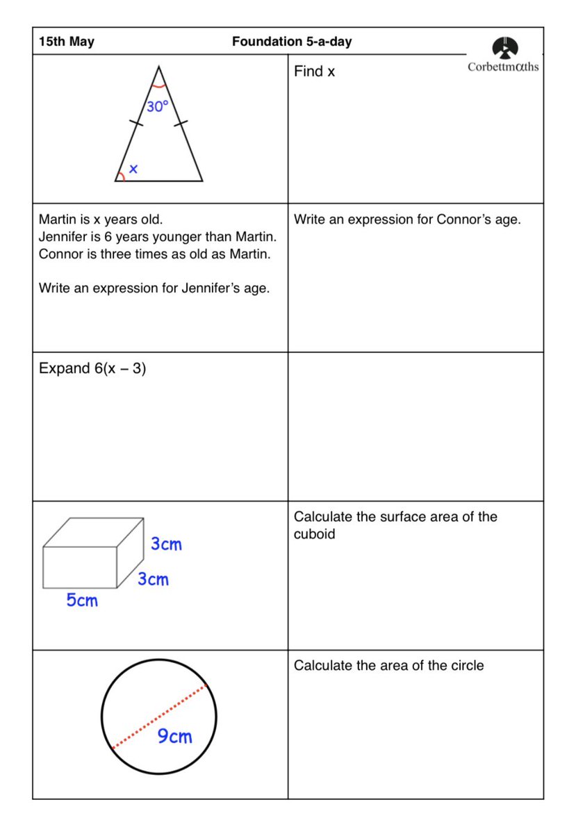 Corbettmaths on Twitter: "Studying for Foundation GCSE Maths? Try today's Foundation or the ...
