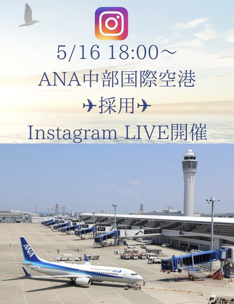 ANA【公式】 on Twitter: "2023/5/16 18:00〜 #ANA中部空港株式会社 採用インスタライブ開催 ️🐡 #Instagram のストーリーズにて採用活動に関する質問 ...