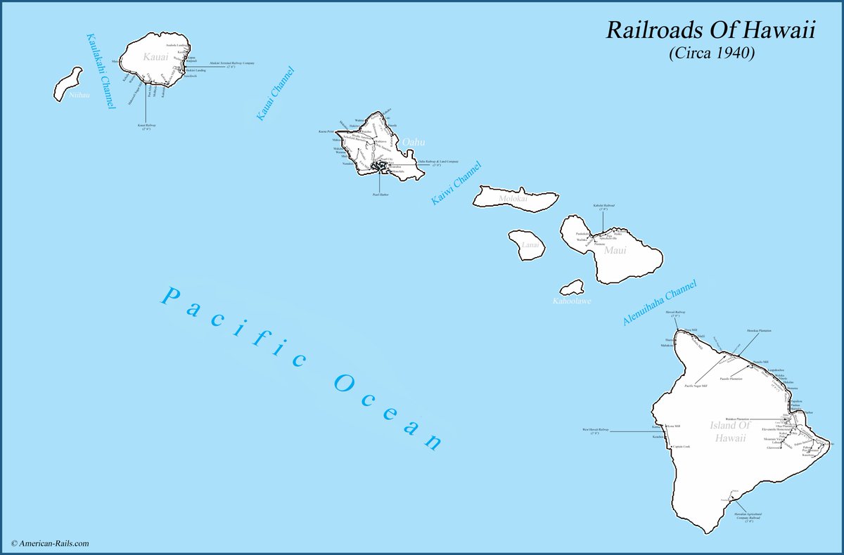 American-Rails.com on Twitter: "A map of Hawaii's railroads as they appeared, circa 1940 (pieced ...