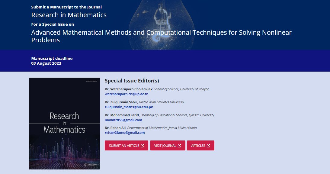 Research In Mathematics On Twitter Call For Papers In Special Issue