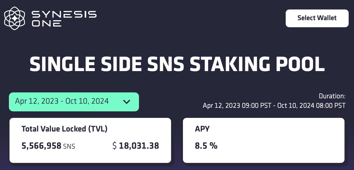 Synesis One | Open beta on Twitter: "Don't forget to stake your $SNS tokens on our single-sided ...