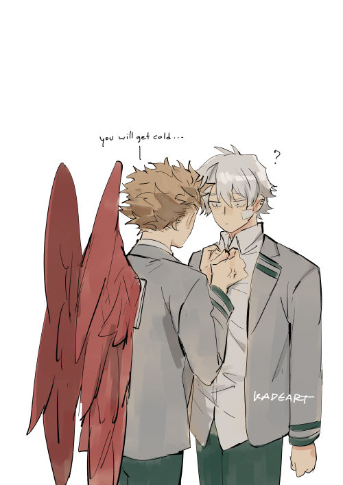 hawks (boku no hero academia) multiple boys 2boys red wings male focus ...