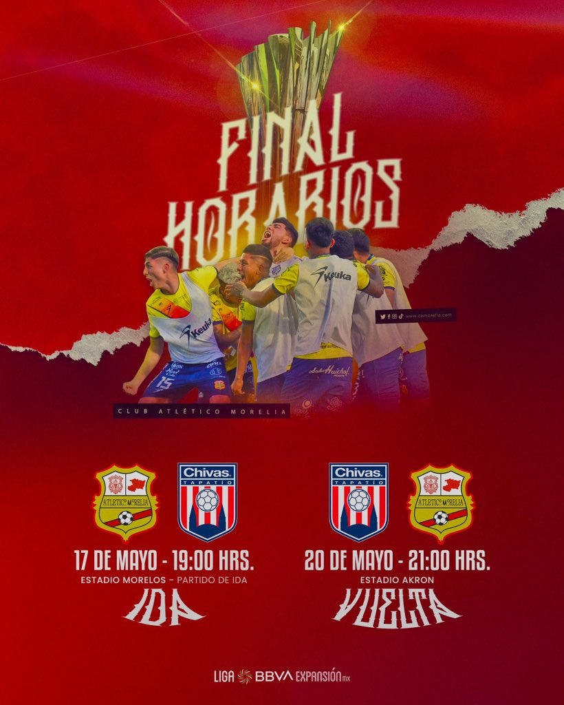Club Atlético Morelia on Twitter: "Horarios listos. El miércoles recibimos la ida de la final ...