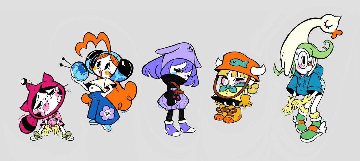 「rat, bug, bunny, guppy, and goose」|pibmo 💫のイラスト