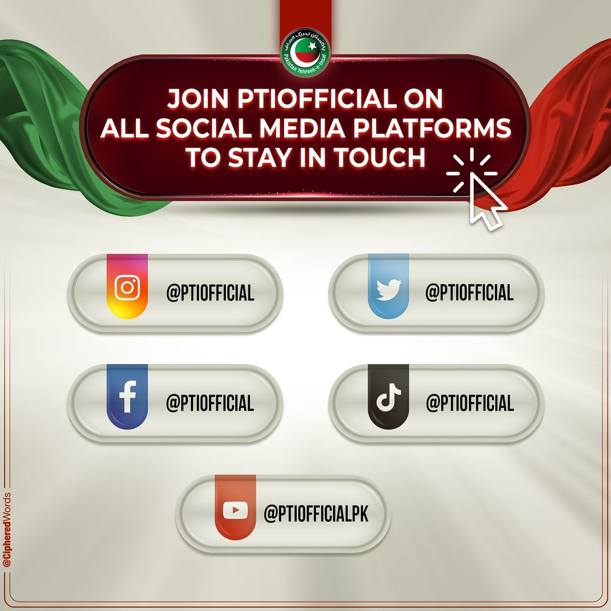 PTI on Twitter: "Please share PTI's official accounts for all official platforms via WhatsApp to ...