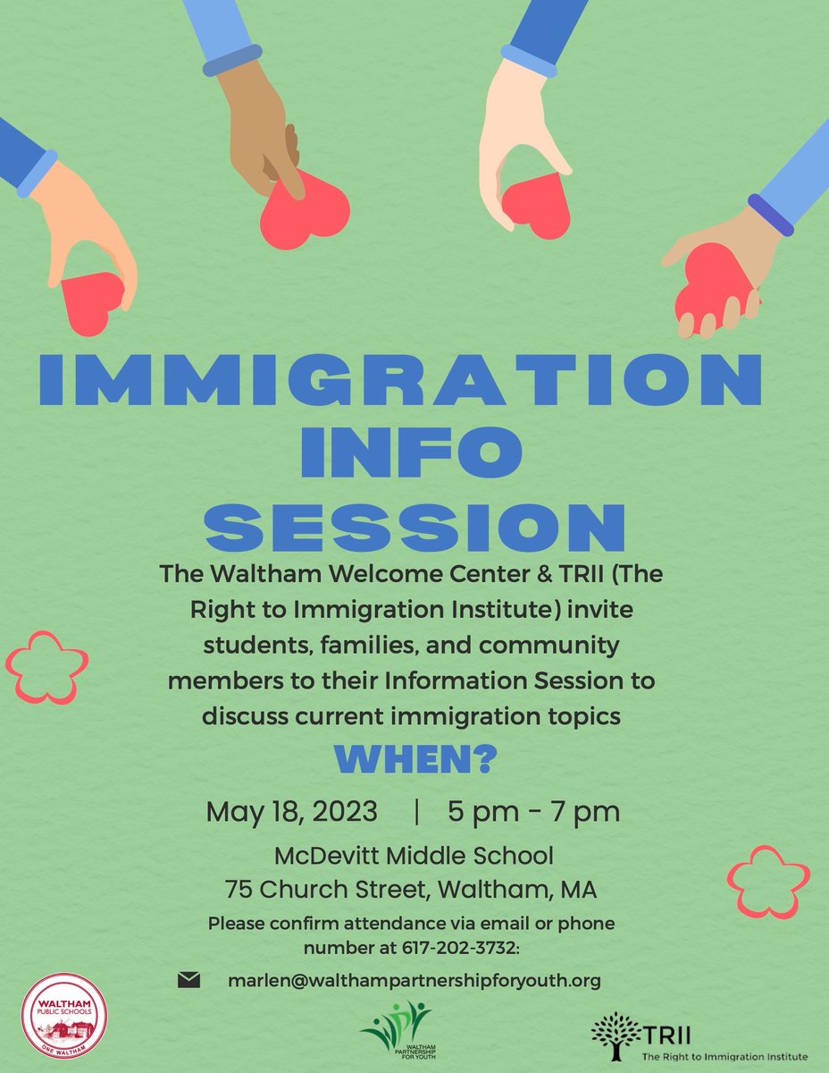City Of Waltham on Twitter: "TRII & The Waltham Welcome Center are running an Immigration Info ...