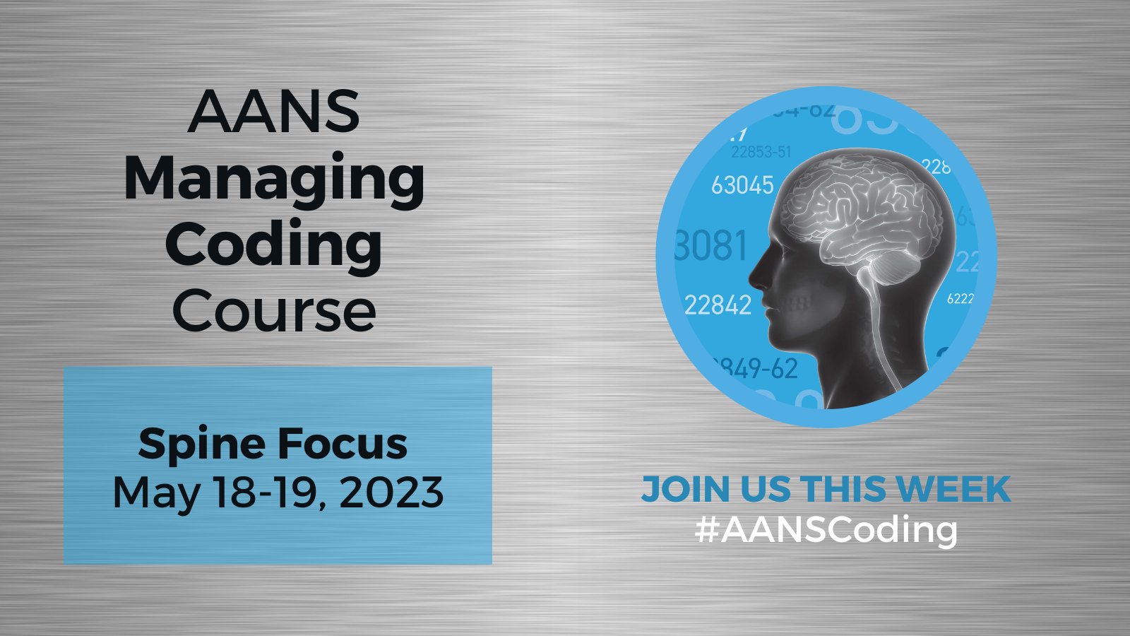 AANS on Twitter: "The spring spine-focused session of the AANS 2023 Coding Course is this week ...