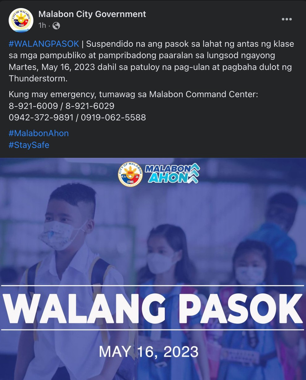 Walang Pasok! on Twitter: "#WalangPasok: Suspendido ang klase sa lahat ng antas sa mga ...