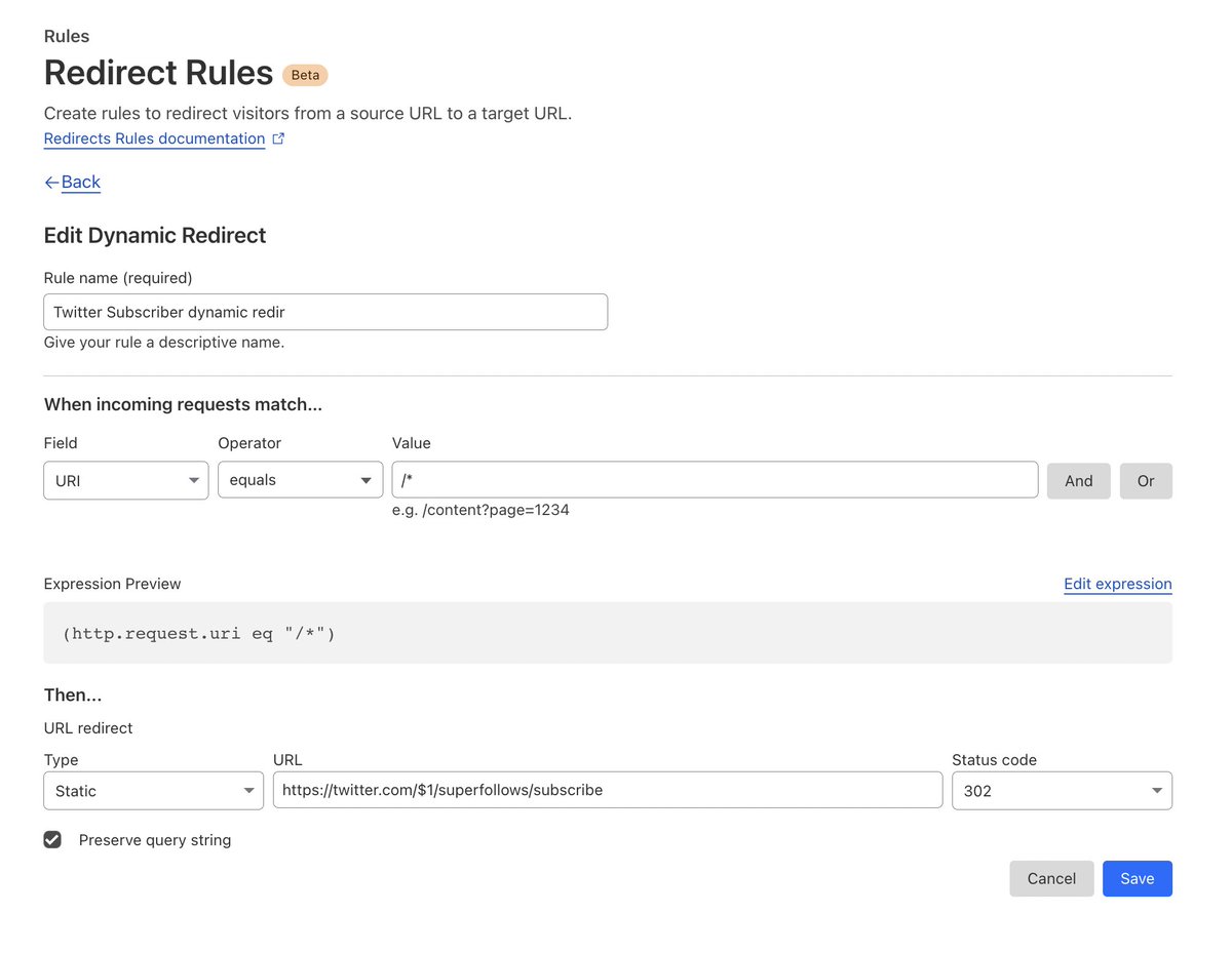 @levelsio on Twitter: "Any idea how to make this dynamic redirect work on Cloudflare? Would be ...