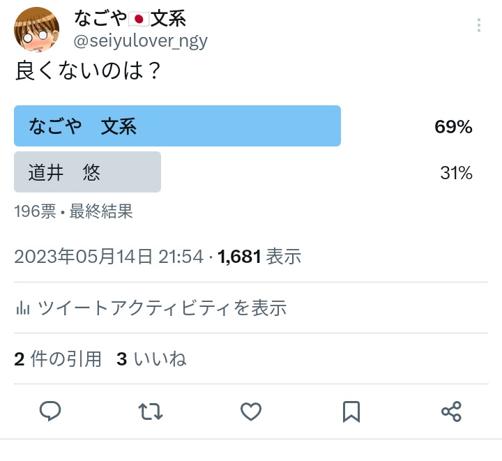 なごや🇯🇵文系 On Twitter 道井 悠さん、すみませんでした。