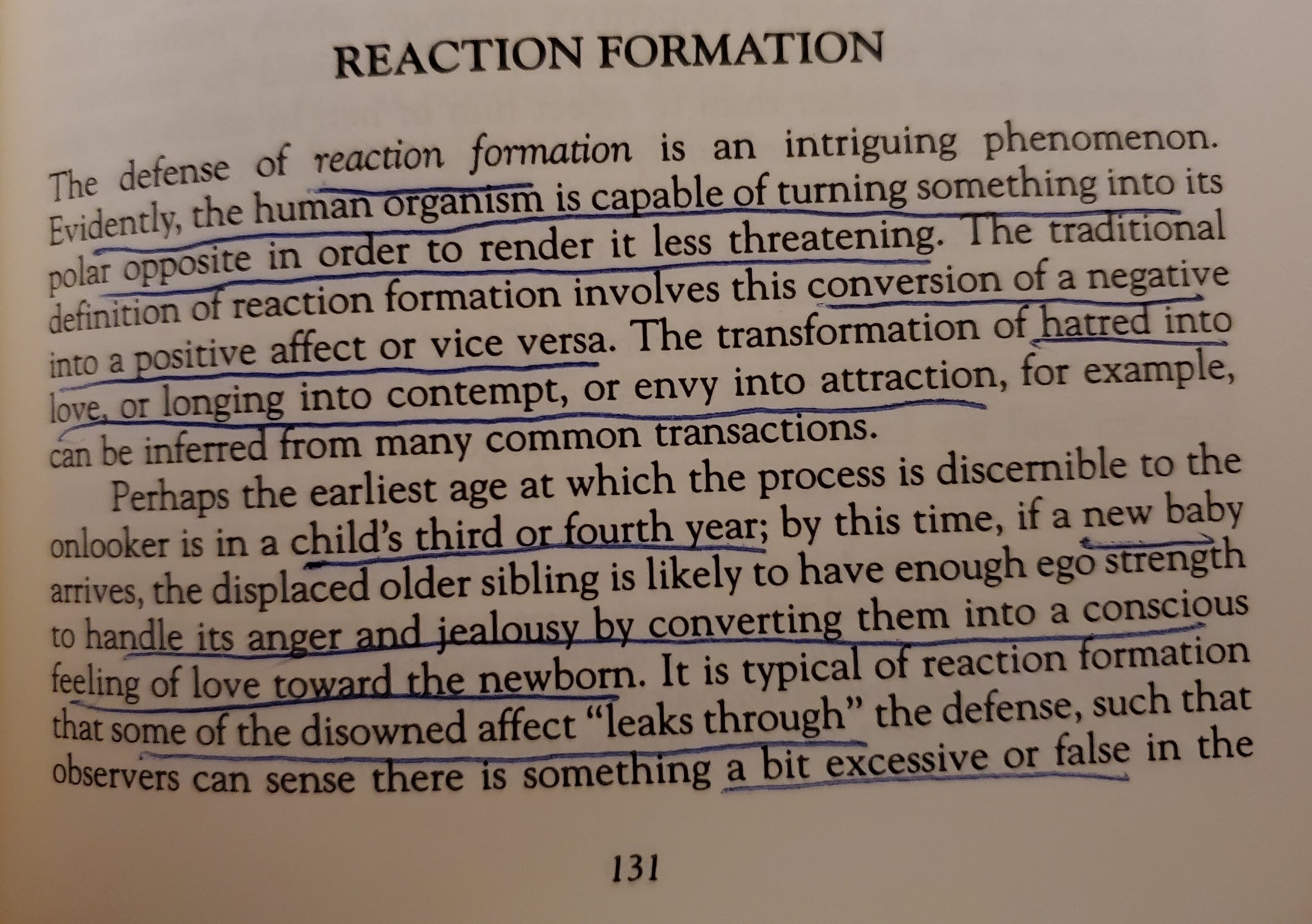 Reaction Formation Defense Mechanism