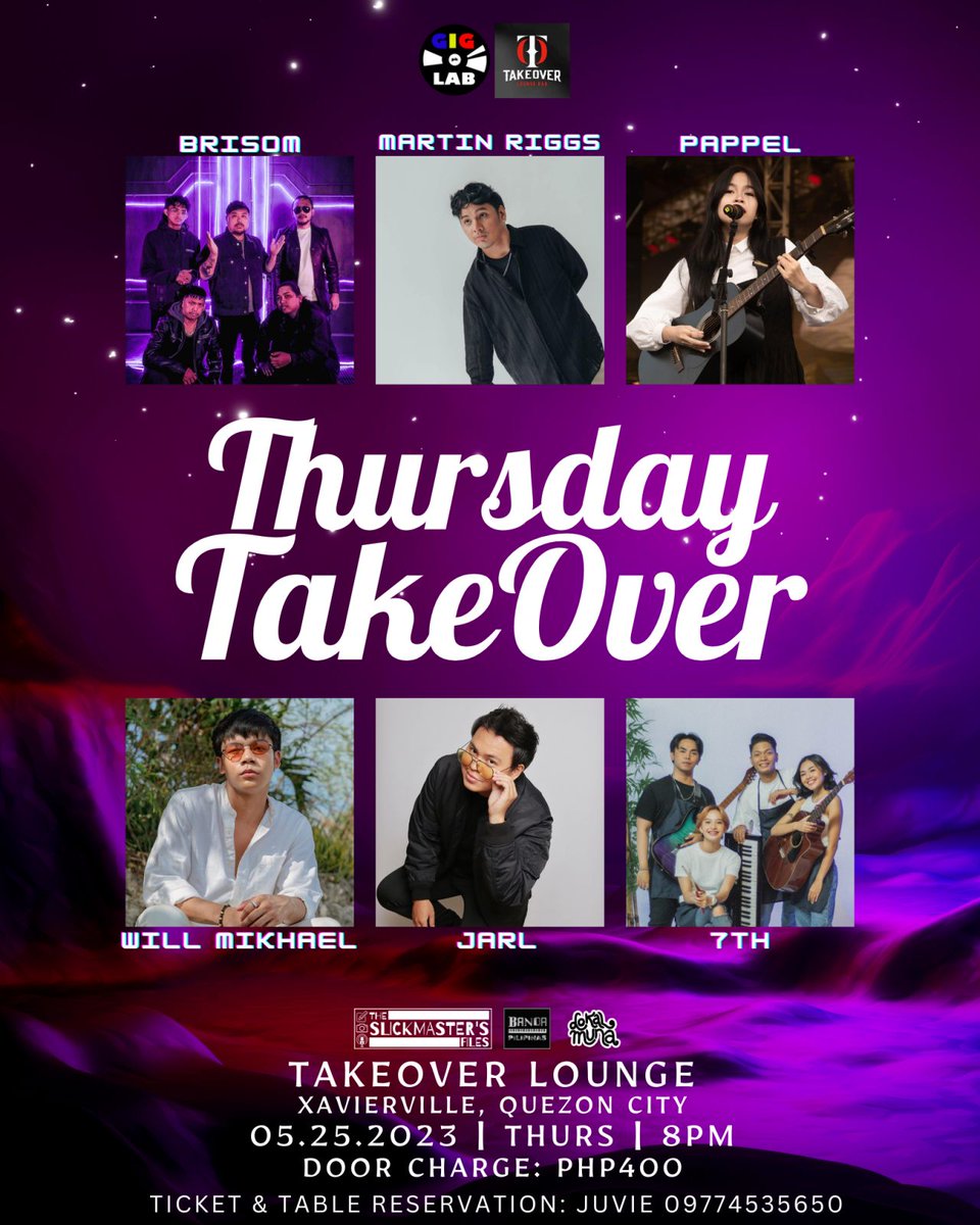 GIGLAB PH 🎶💕 on Twitter: "🚨🚨🚨G I G A L E R T🚨🚨🚨 THURSDAY TAKEOVER 25th May 2023, Thursday, 8PM ...