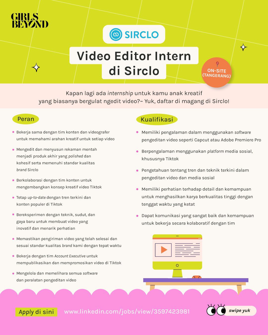 Gaby on Twitter: "2. Sirclo: Video Editor Intern 😍⭐️ Anak produksi boleh banget nih apply jadi ...